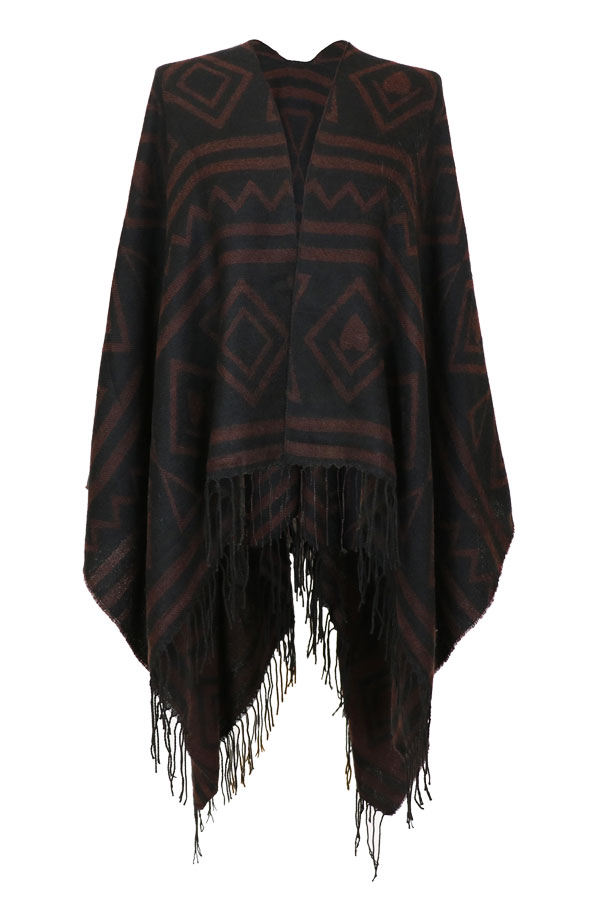 Women's Bohemian Ruana Wrap Shawl / Poncho With Fringe on Luulla